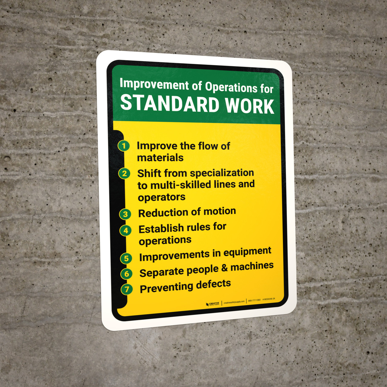 Improvement for Operations for Standard Work Portrait - Wall Sign
