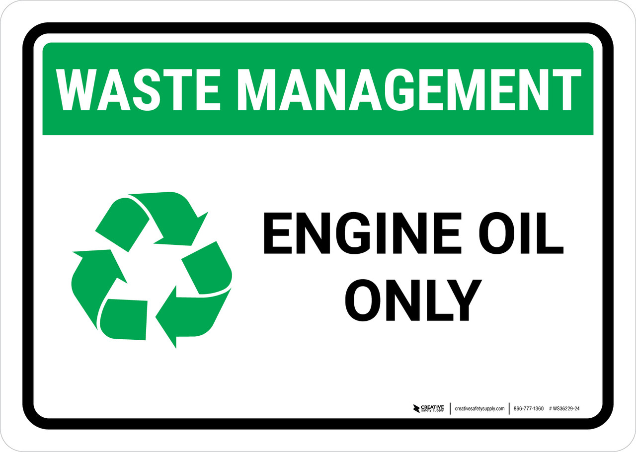 Waste Management: Recycle Engine oil Landscape - Wall Sign