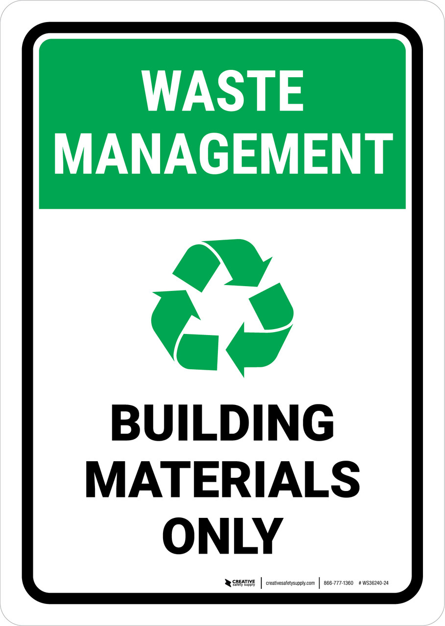 Waste Management: Building materials Portrait - Wall Sign