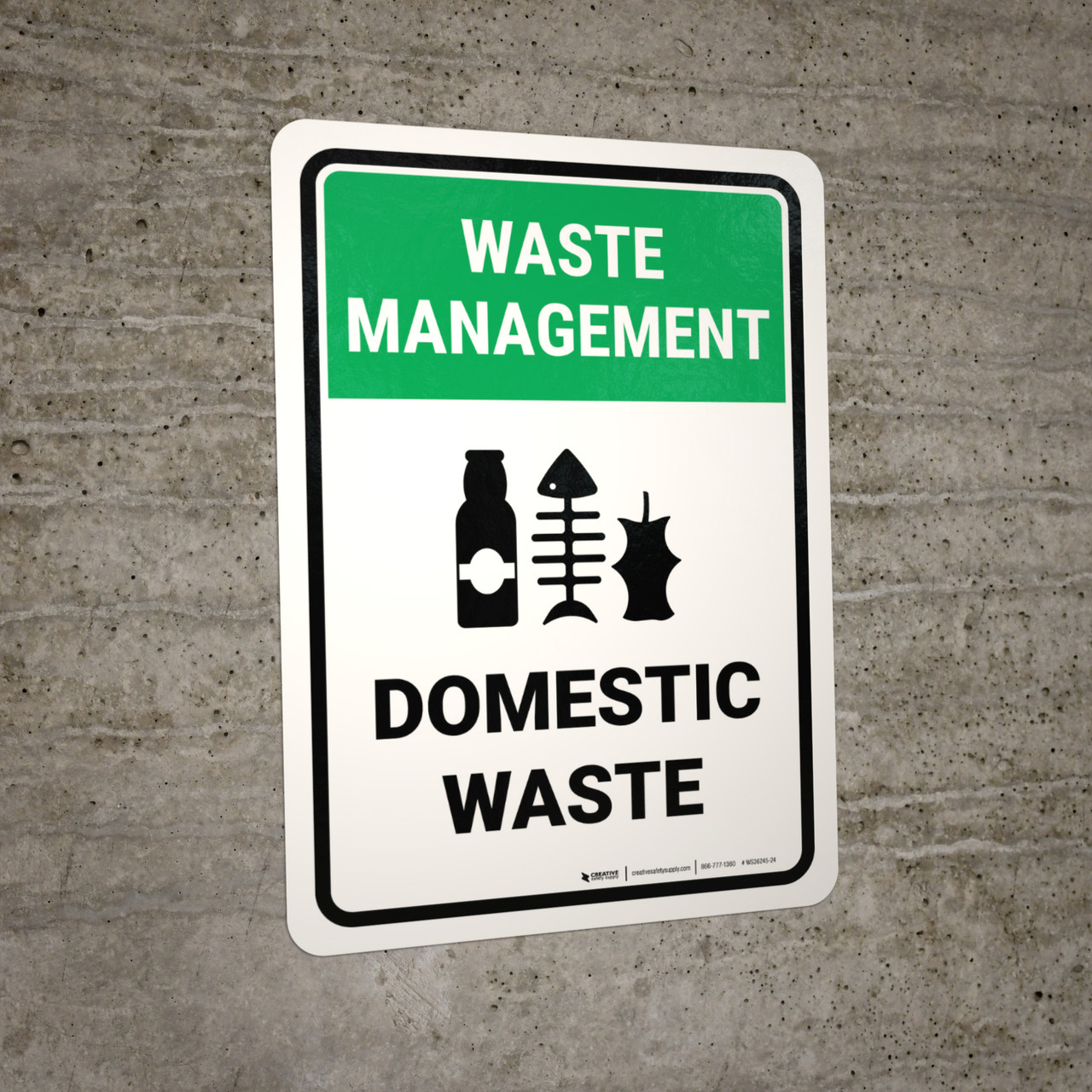 Waste Management: Domestic waste Portrait - Wall Sign