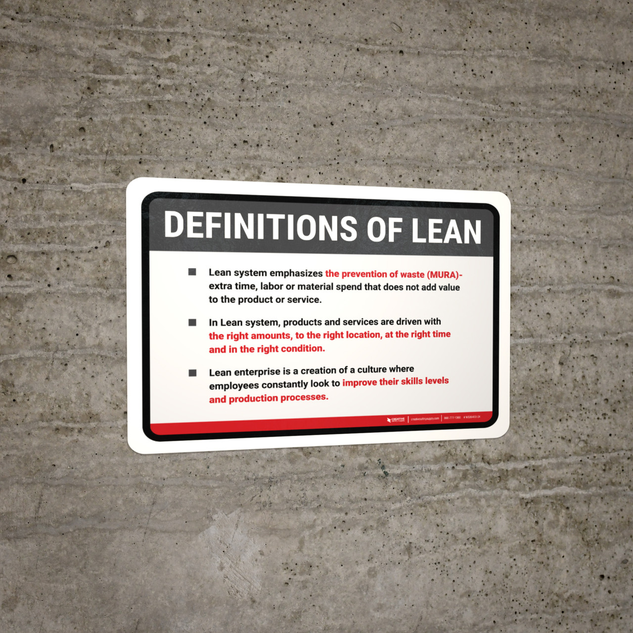 Definations of Lean Landscape - Wall Sign