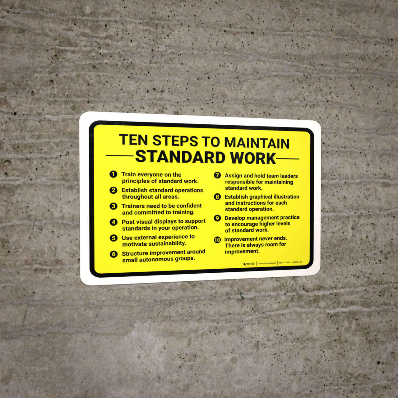 Ten Steps To Maintain Standard Work Landscape - Wall Sign | Creative ...