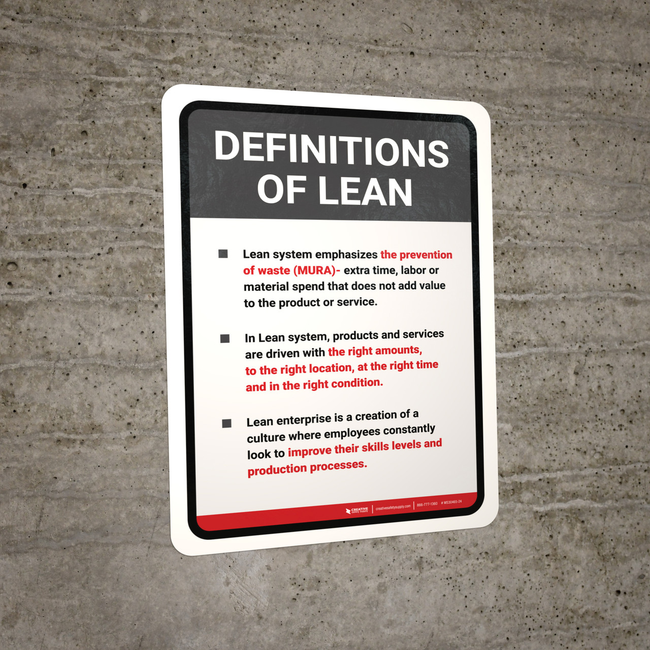 Lean Definition Portrait - Wall Sign