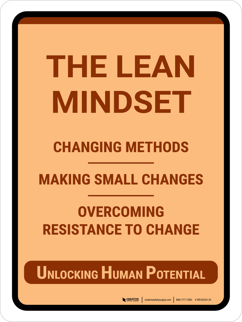 The Lean Mindset Portrait - Wall Sign