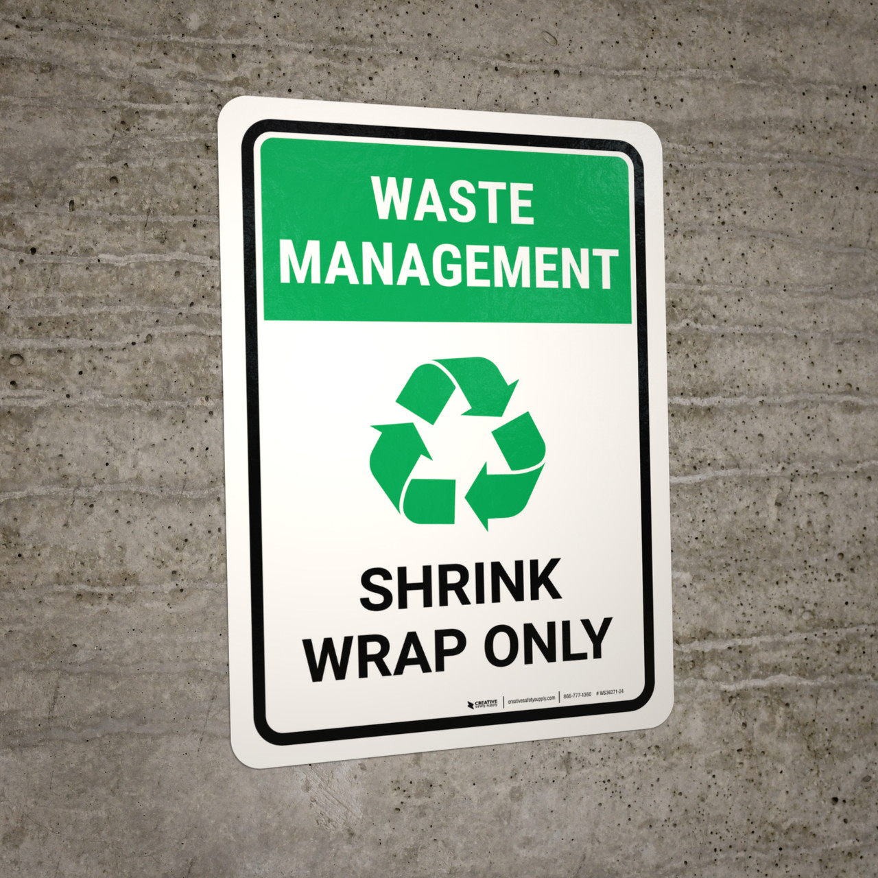 Waste Management Shrink Wrap Waste Portrait - Wall Sign