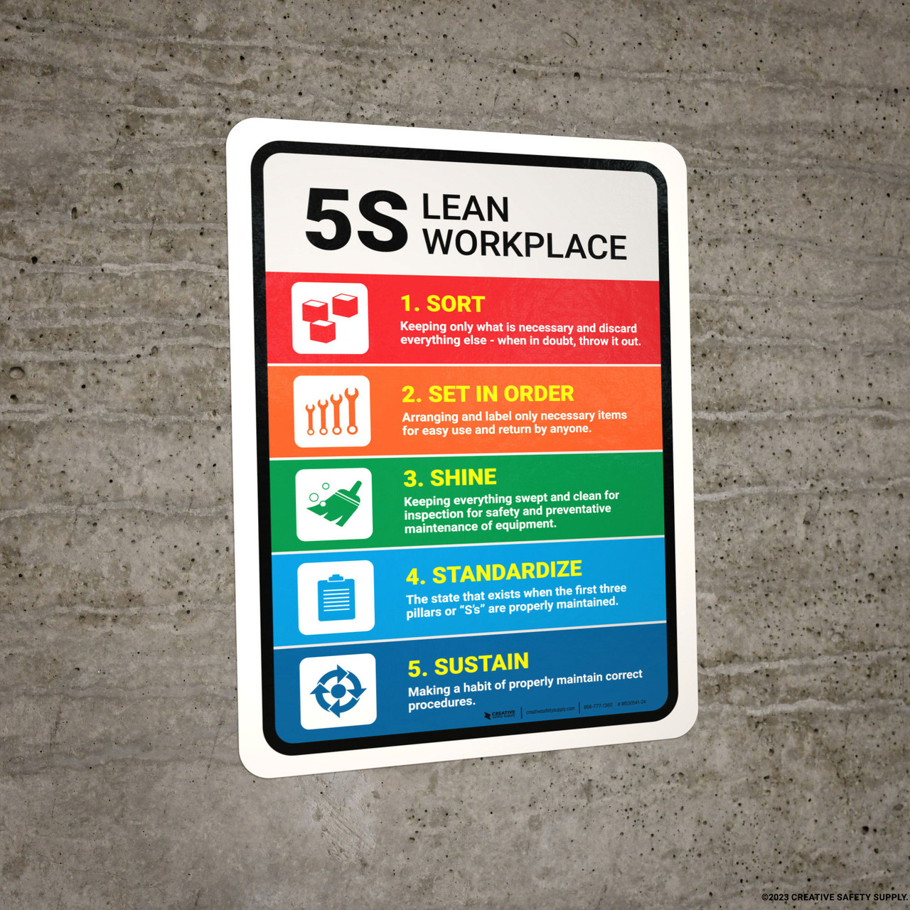 5S Lean Workplace Portrait - Wall Sign