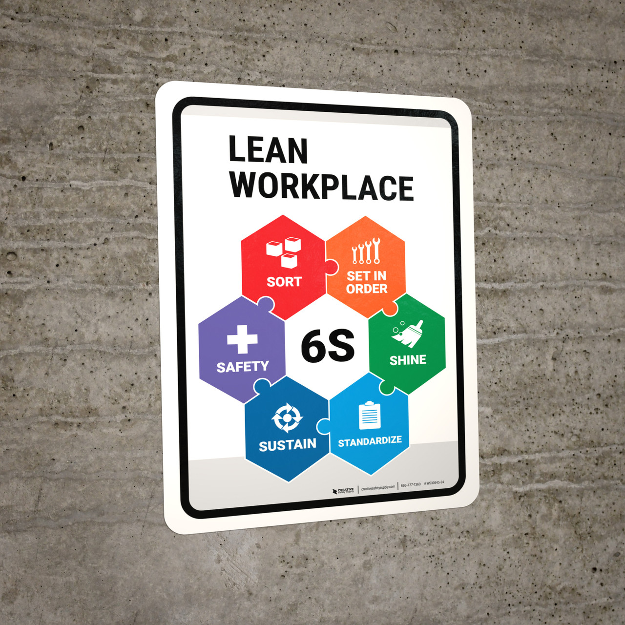 6S Lean Workplace V2 Portrait - Wall Sign | Creative Safety Supply