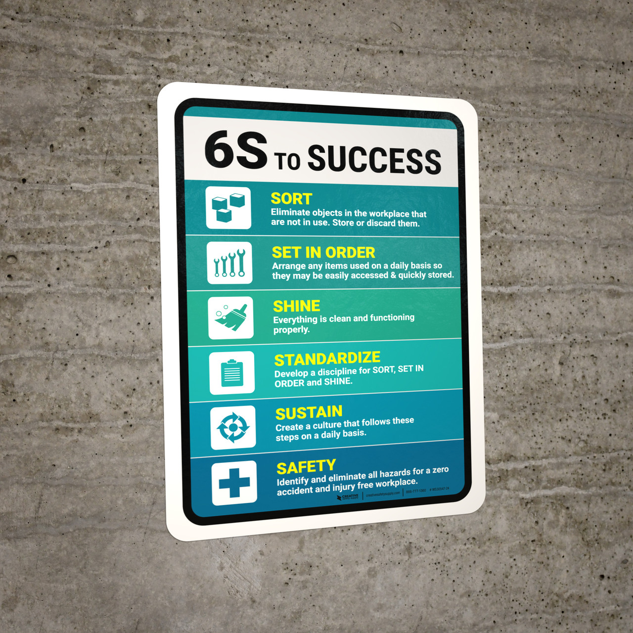 6S To Success Portrait - Wall Sign | Creative Safety Supply