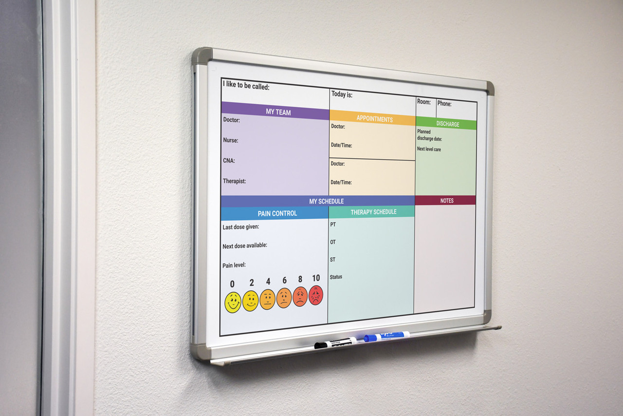 Pain Control with Color Hospital Whiteboard | Creative Safety Supply