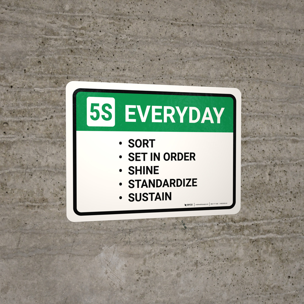 5S Everyday: Sort Set In Order Landscape - Wall Sign