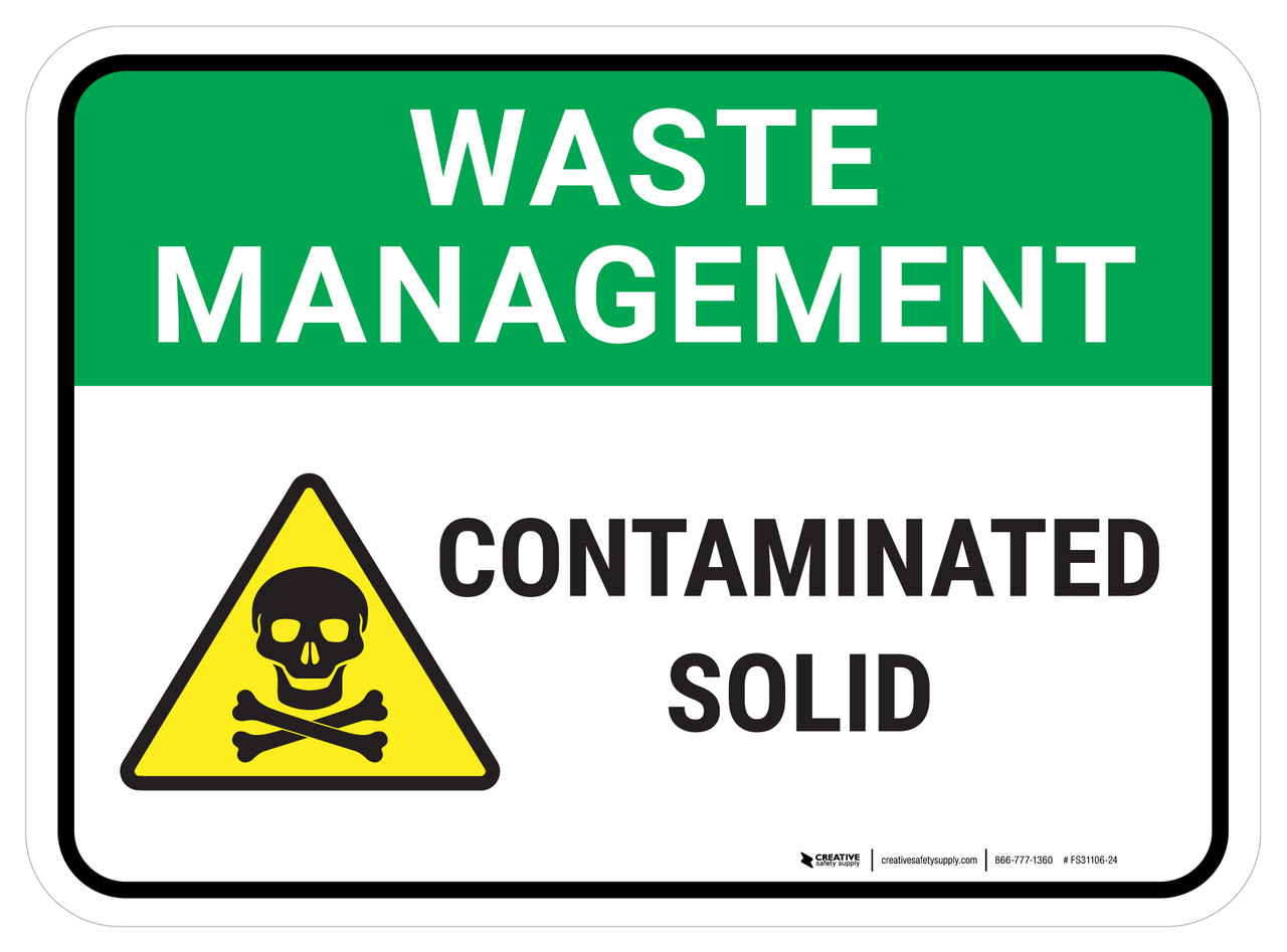 Waste Management: Contaminated Solid with Hazard Icon Rectangular ...