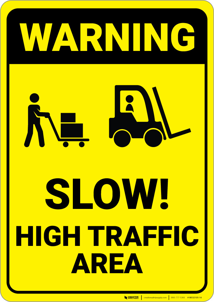 Warning: Slow High Traffic Area - Wall Sign