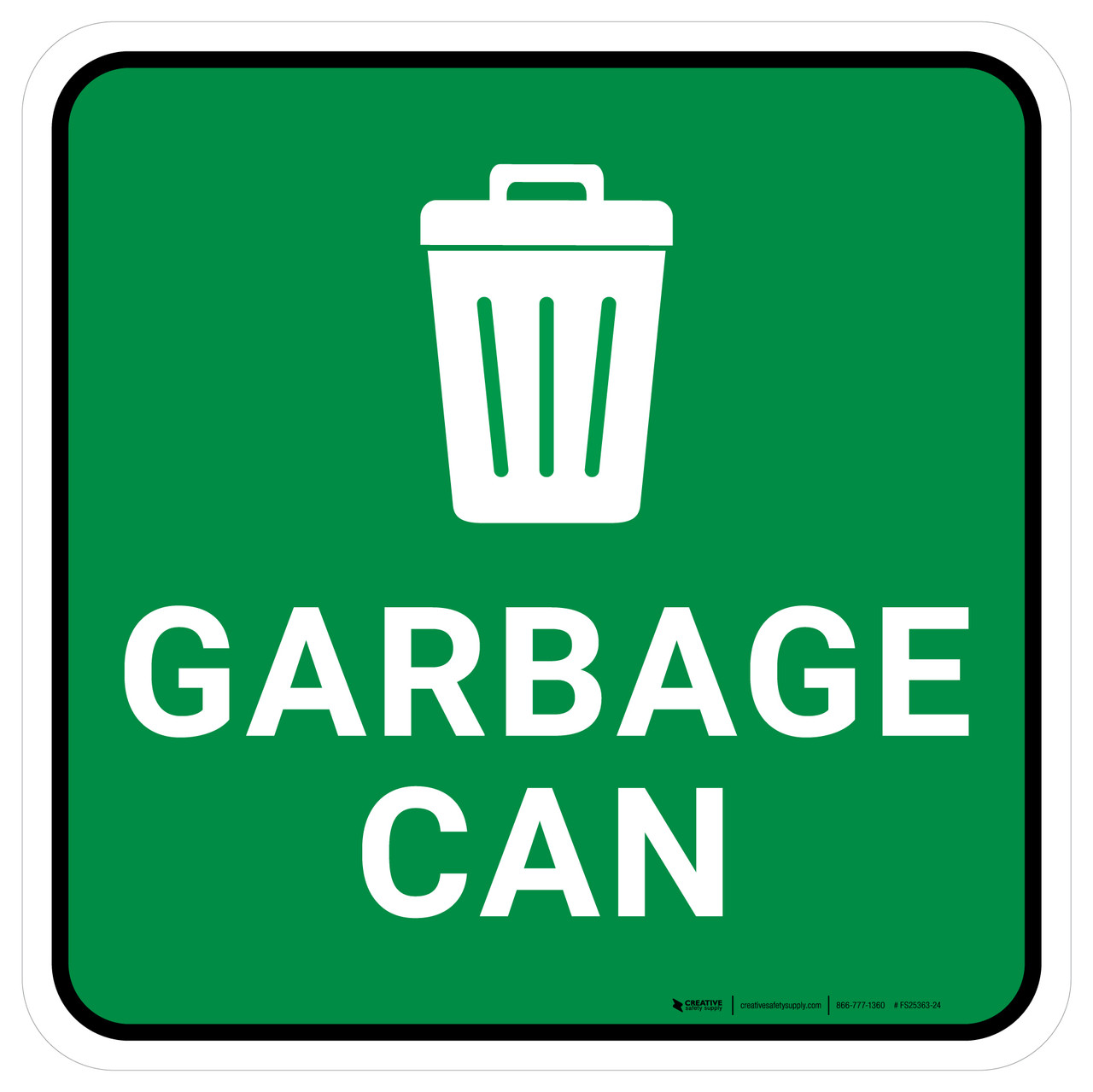 5S Garbage Can Square - Floor Sign