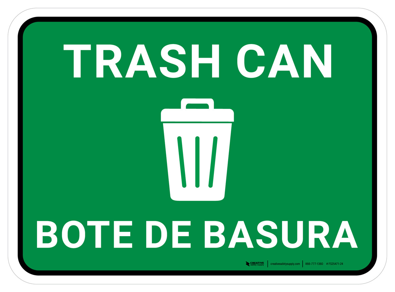 5S Trash Can Bilingual Spanish Rectangle - Floor Sign | Creative Safety ...