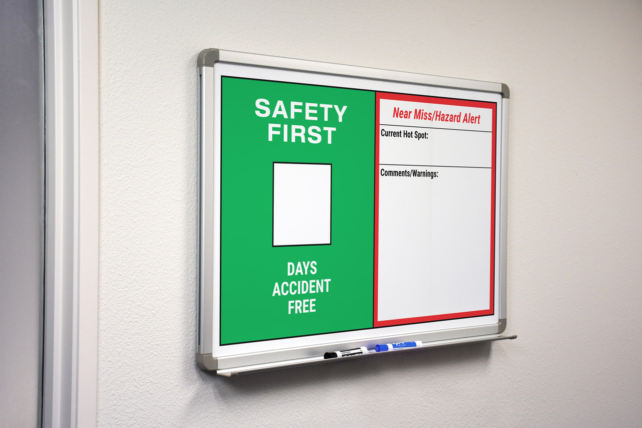 Safety First - Days Accident Free Whiteboard