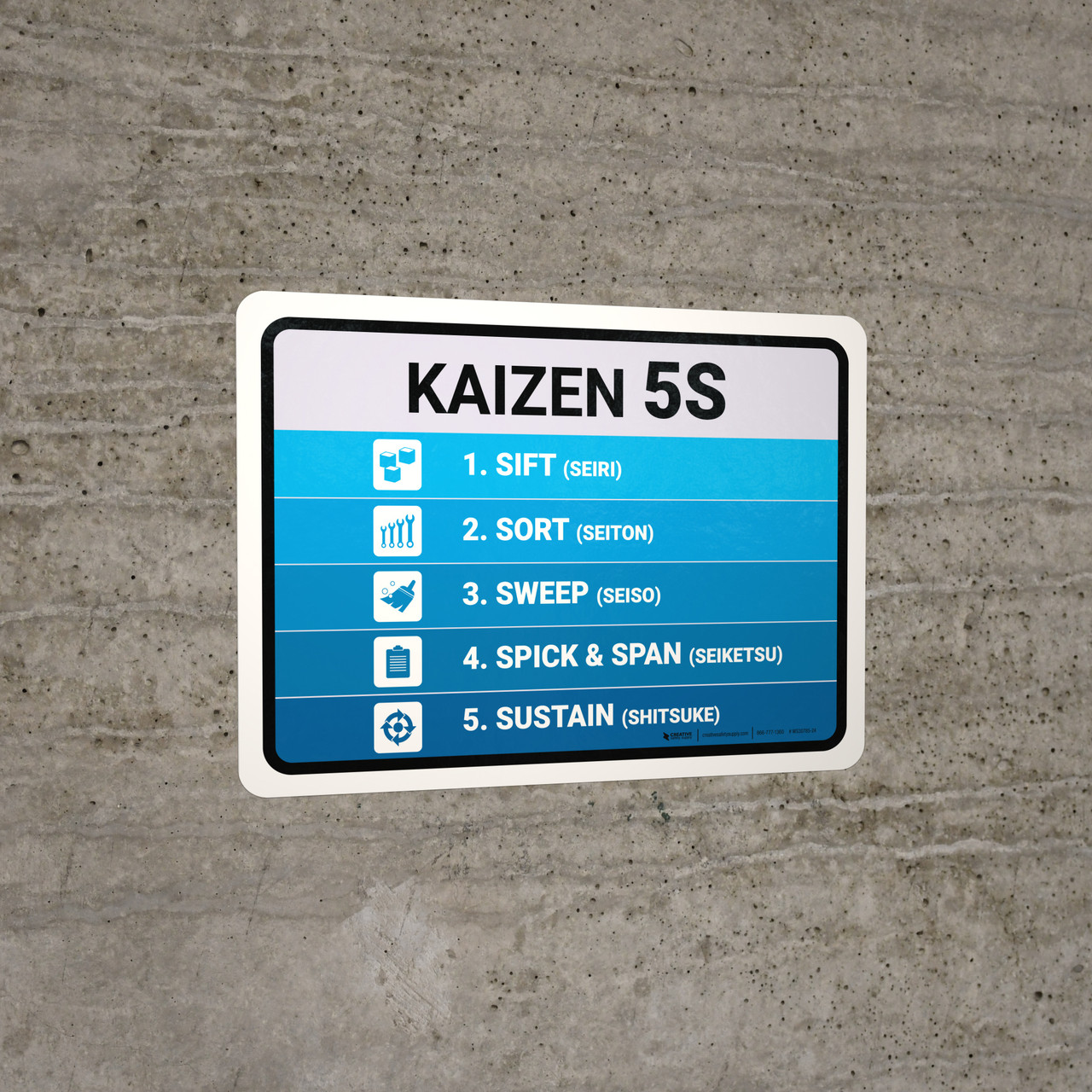 5S Kaizen List Landscape - Wall Sign