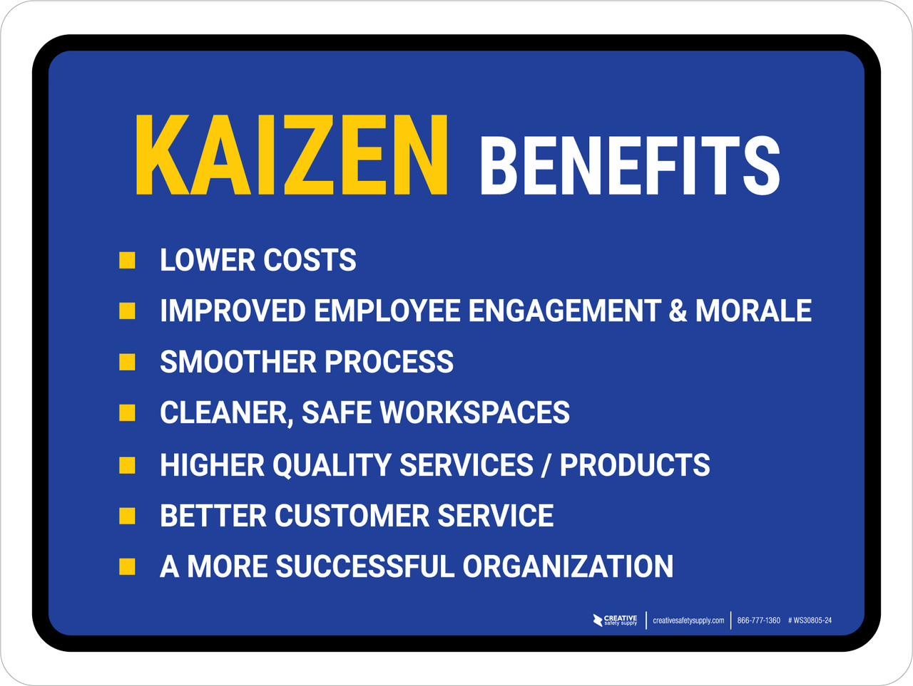 Kaizen Benefits Landscape - Wall Sign