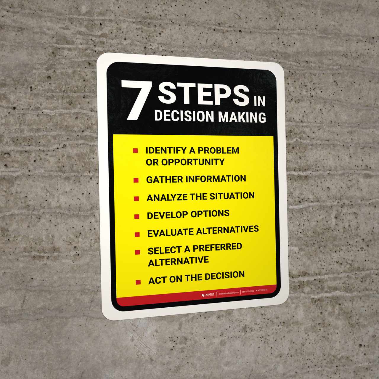7 Steps in Decision Making Portrait - Wall Sign