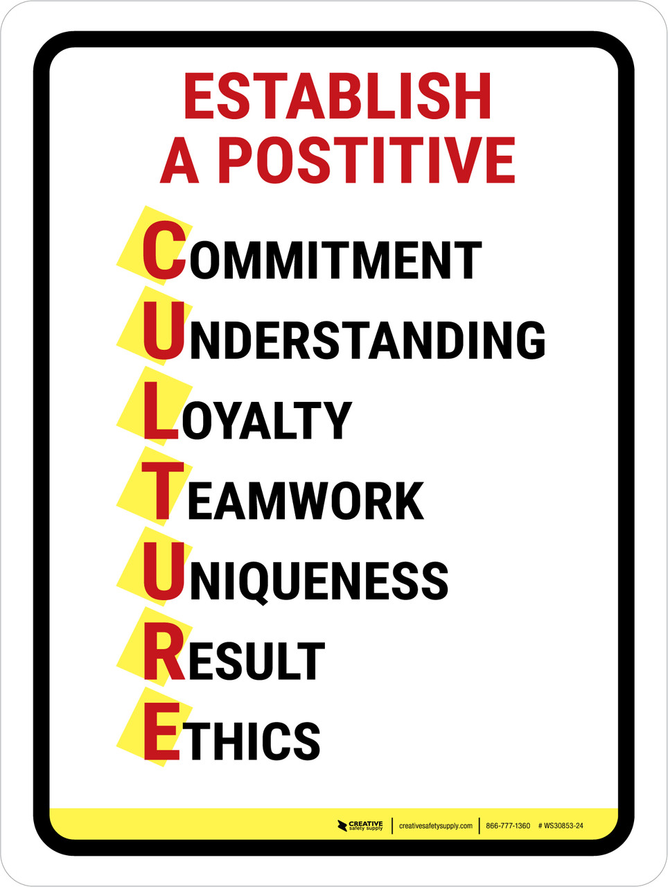 Encourage a Positive CULTURE Portrait - Wall Sign