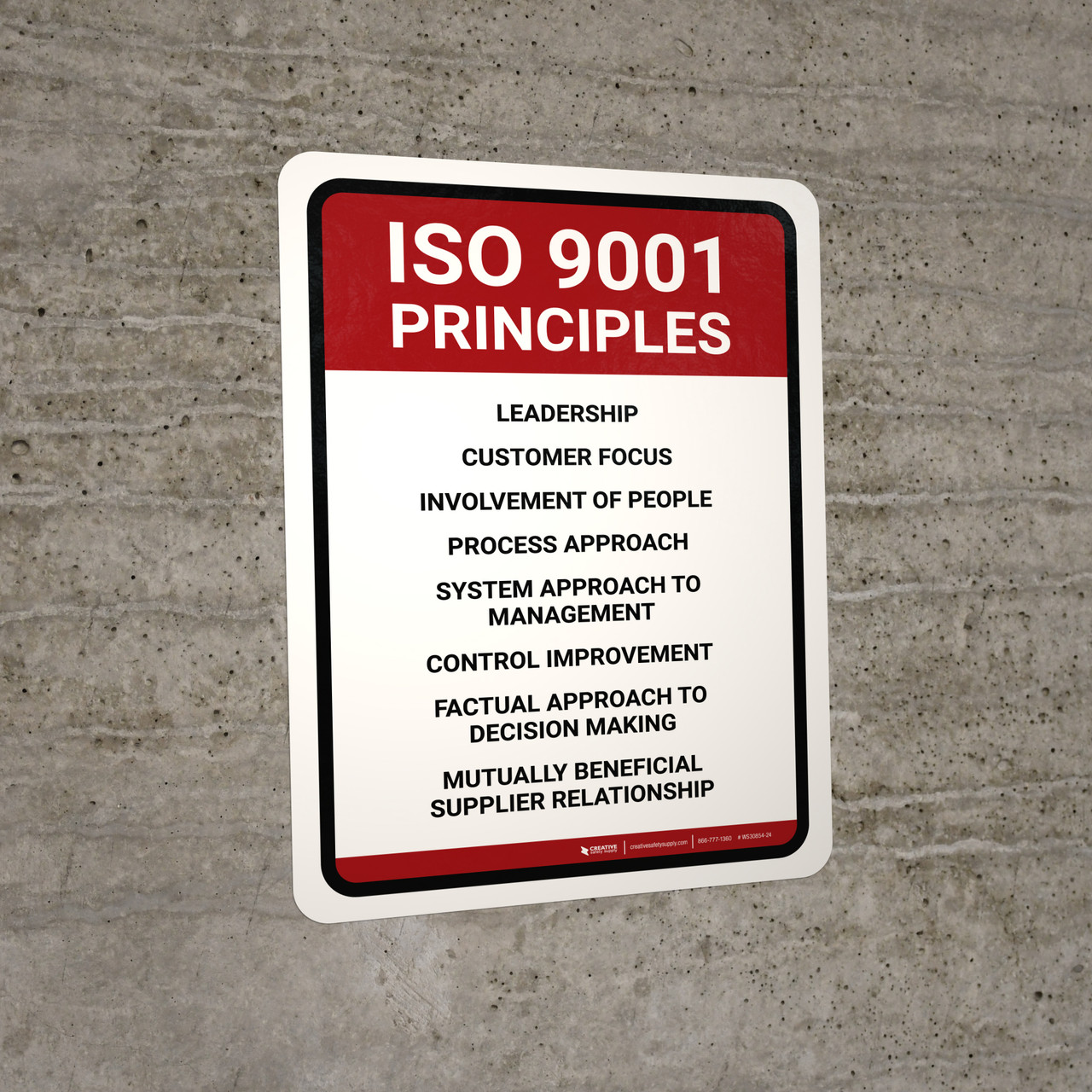 ISO 9001 Principles Portrait - Wall Sign