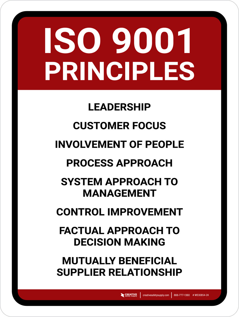 ISO 9001 Principles Portrait - Wall Sign