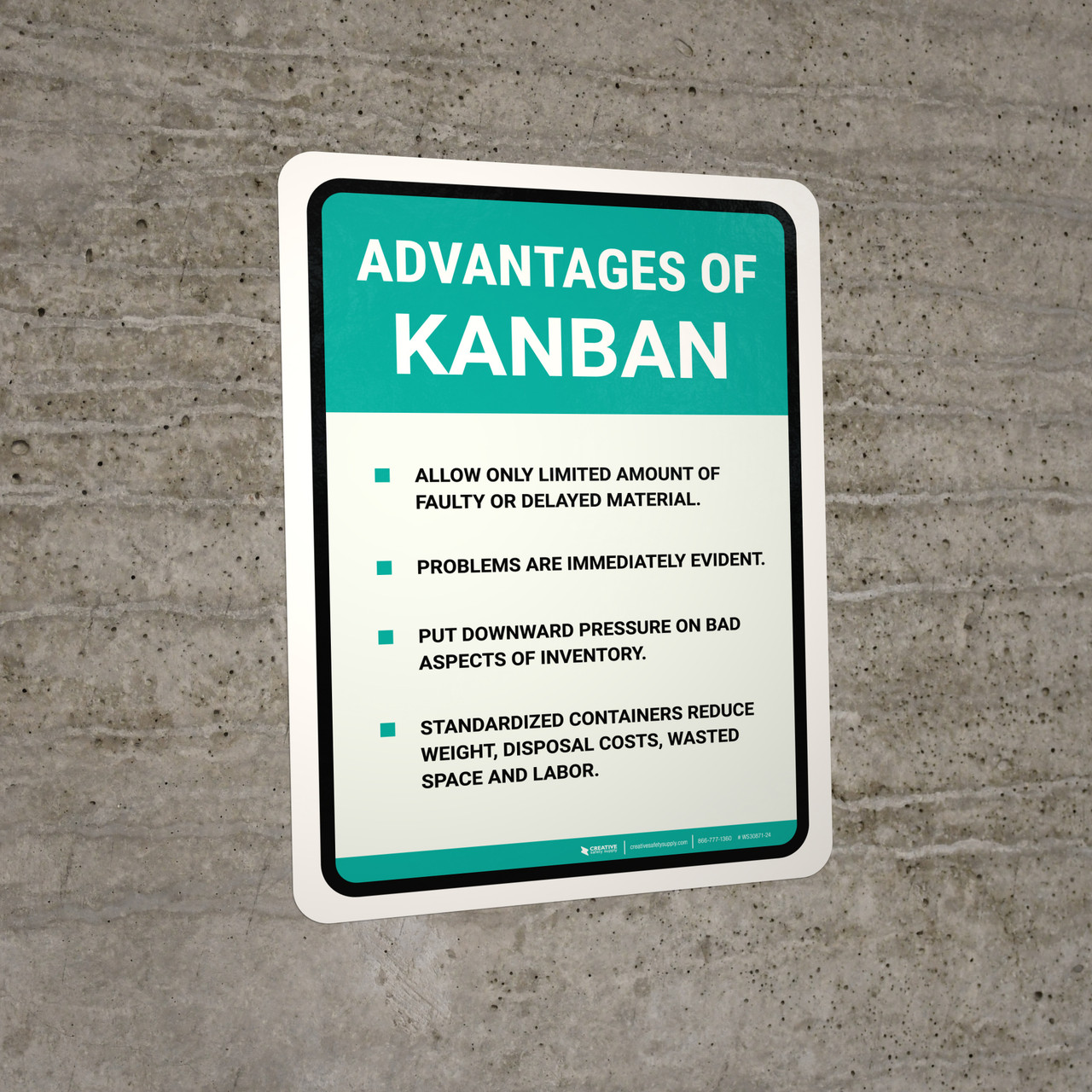 Kanban Advantages Portrait - Wall Sign | Creative Safety Supply