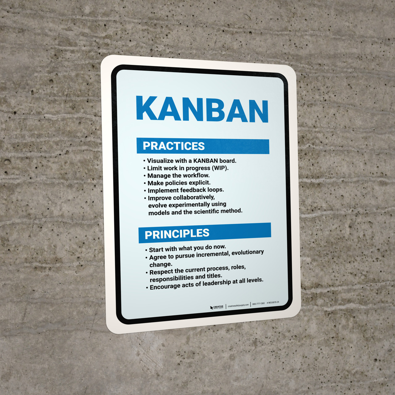 Kanban Practices Principles V2 Portrait - Wall Sign