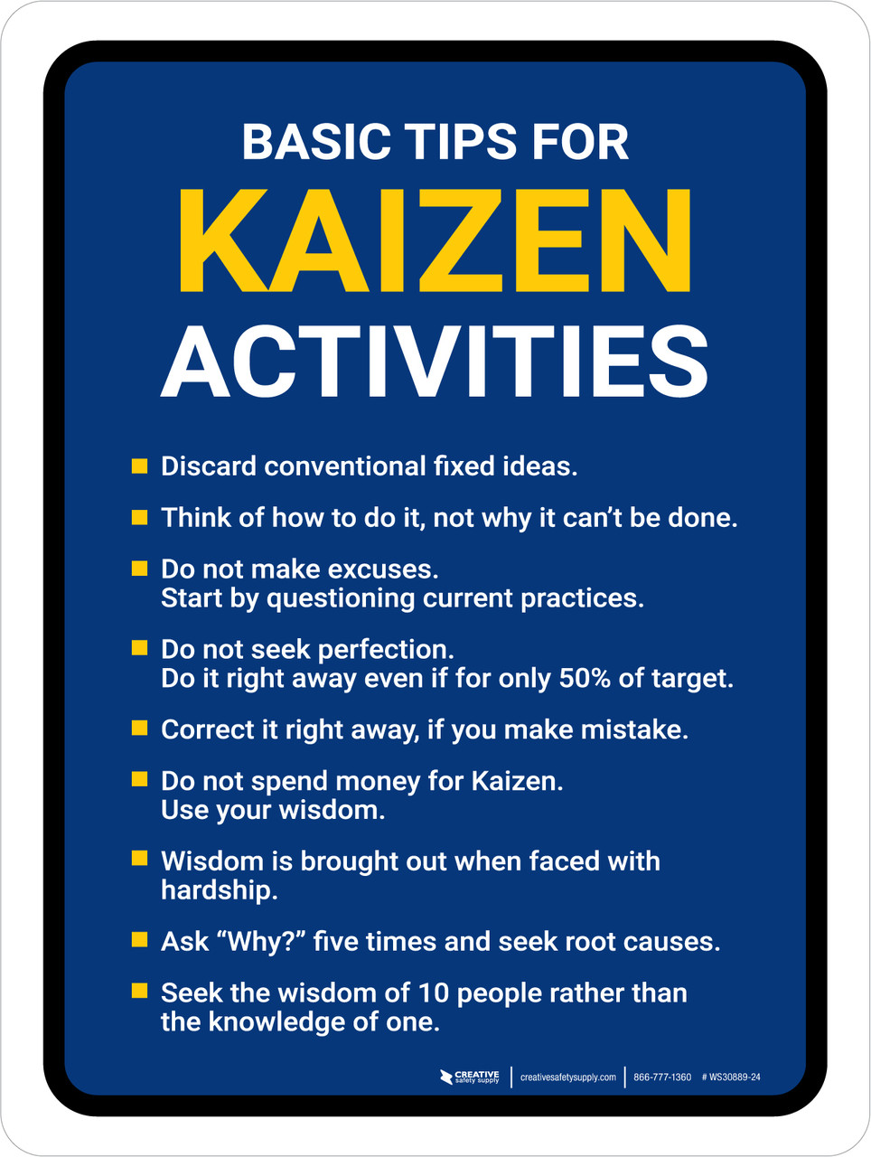 Tips for Kaizen Portrait - Wall Sign