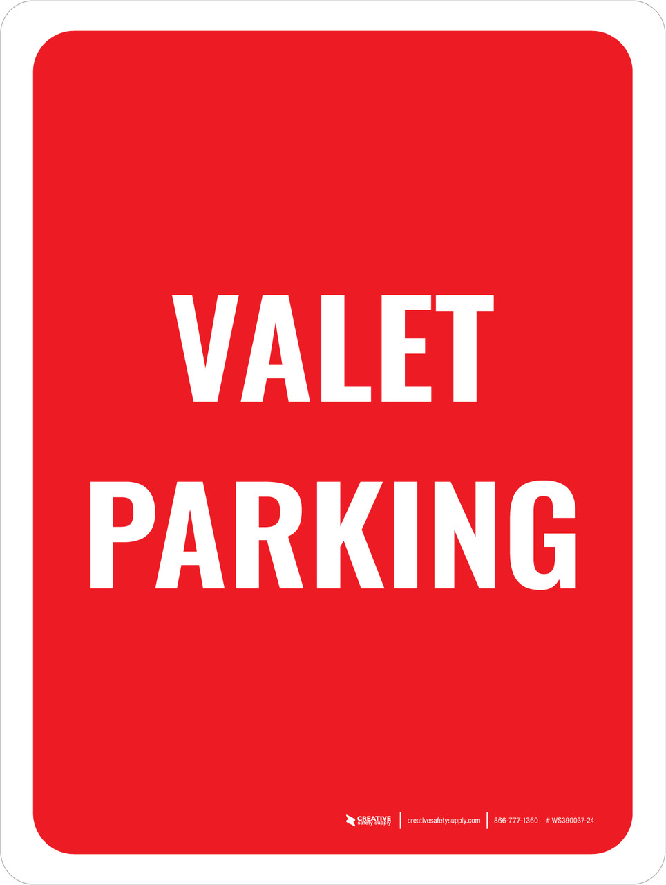 Valet Parking Sign Red Portrait Portrait - Wall Sign | Creative Safety ...