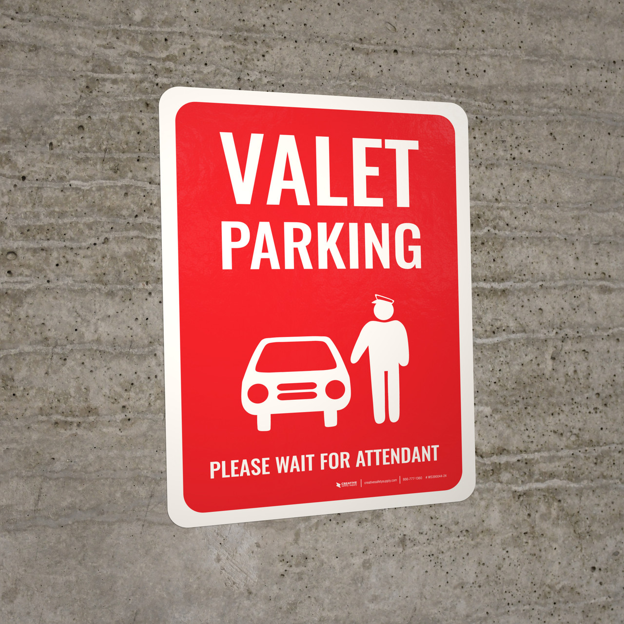 Valet Parking Wait For Attendant Sign Red Portrait - Wall Sign ...