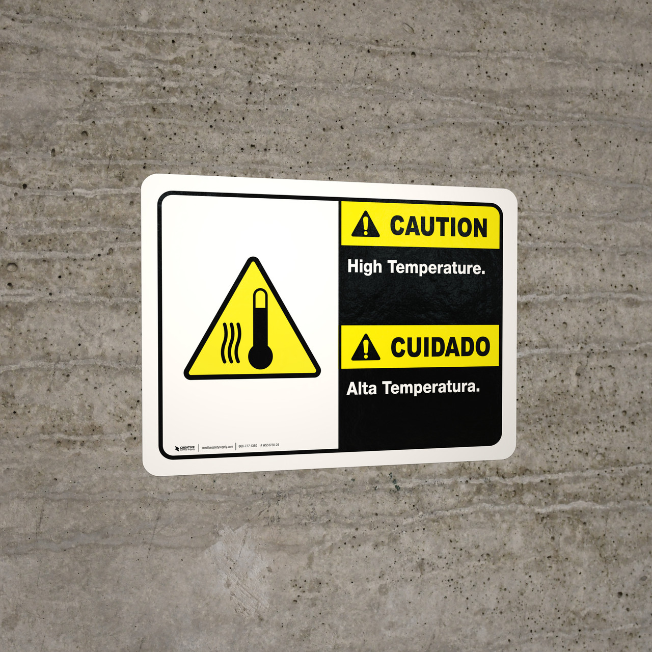 Caution: High Temperature Bilingual Landscape - Wall Sign