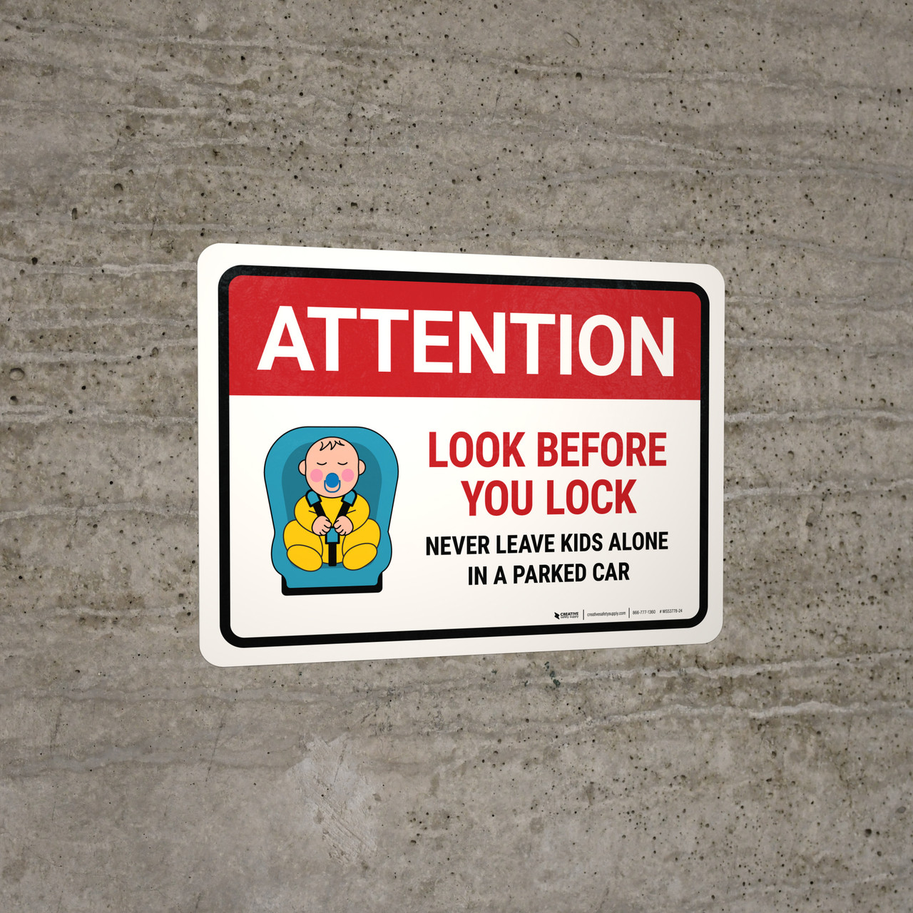 Attention Look Before You Lock Landscape - Wall Sign | Creative Safety ...