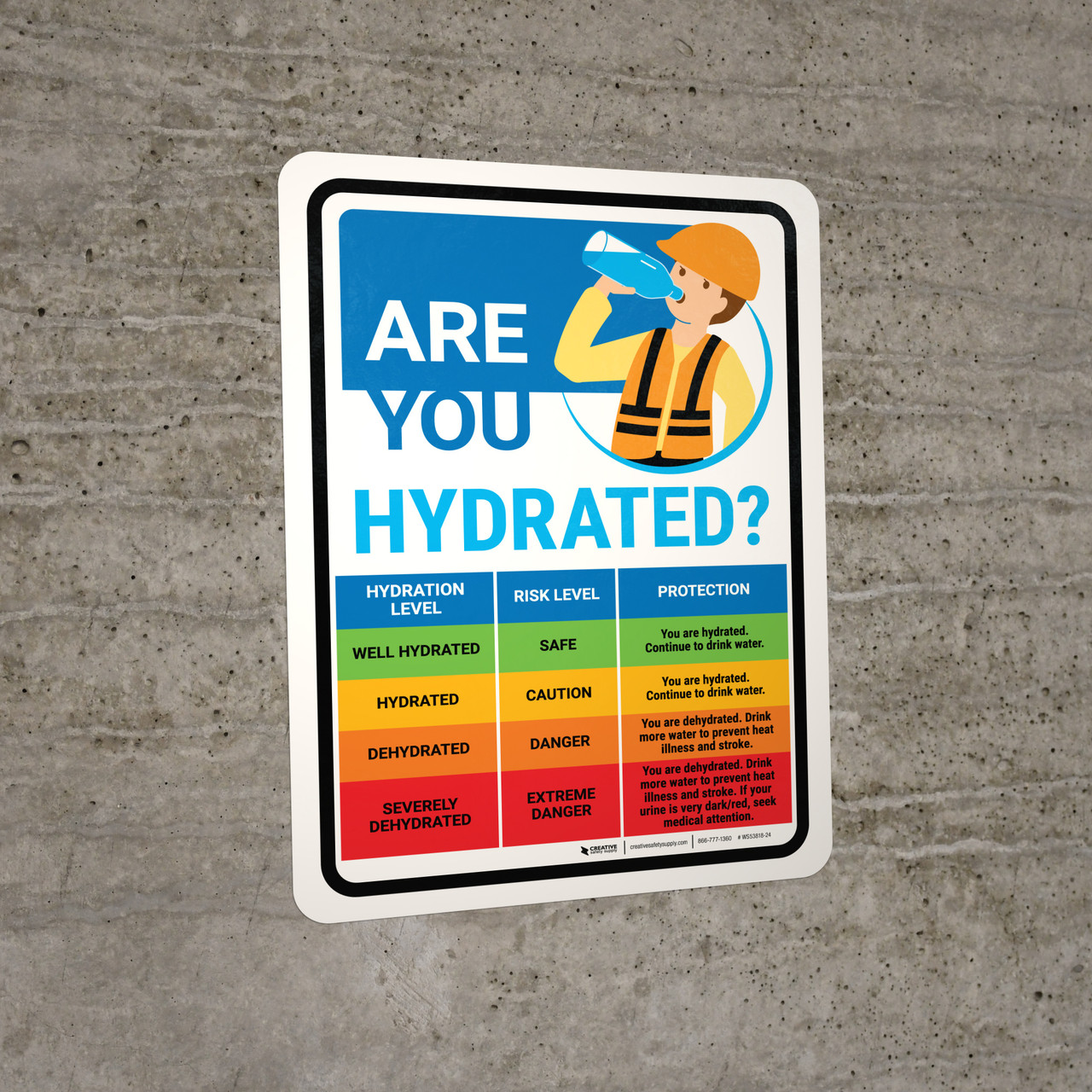 Are You Hydrated Portrait - Wall Sign | Creative Safety Supply