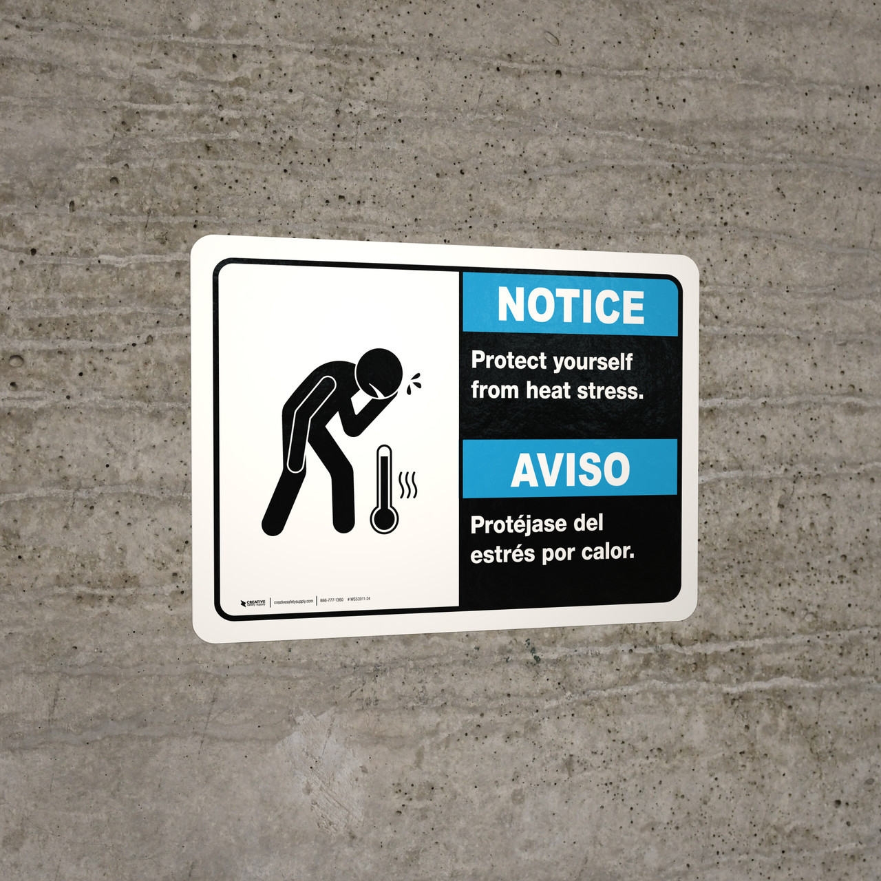 Notice: Protect Yourself From Heat Stress Bilingual Landscape - Wall ...