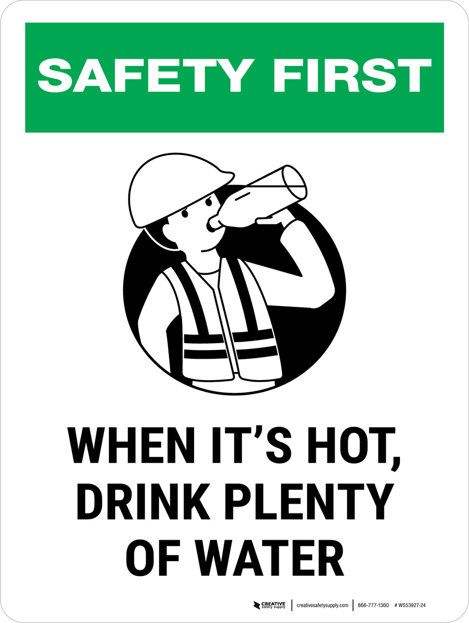 Safety First: When Its Hot Drink Plenty Of Water Portrait - Wall Sign ...