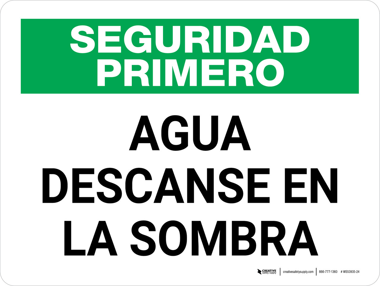 Safety First: Water Rest Shade Spanish Landscape - Wall Sign | Creative ...