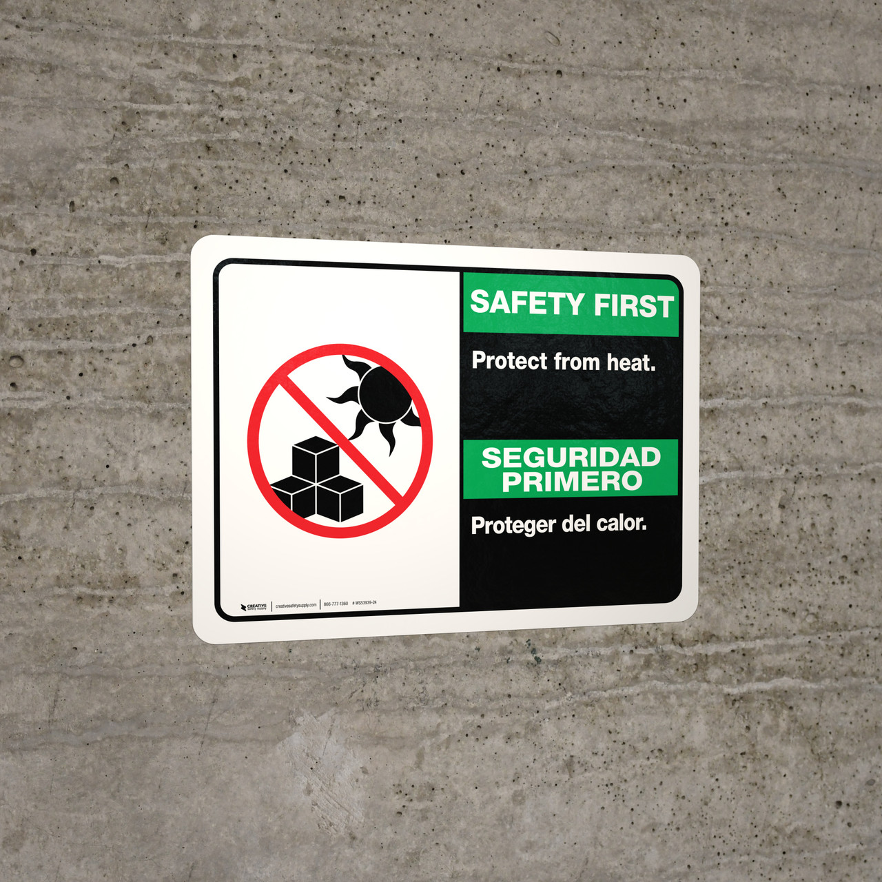 Safety First: Protect From Heat Bilingual Spanish Landscape - Wall Sign ...