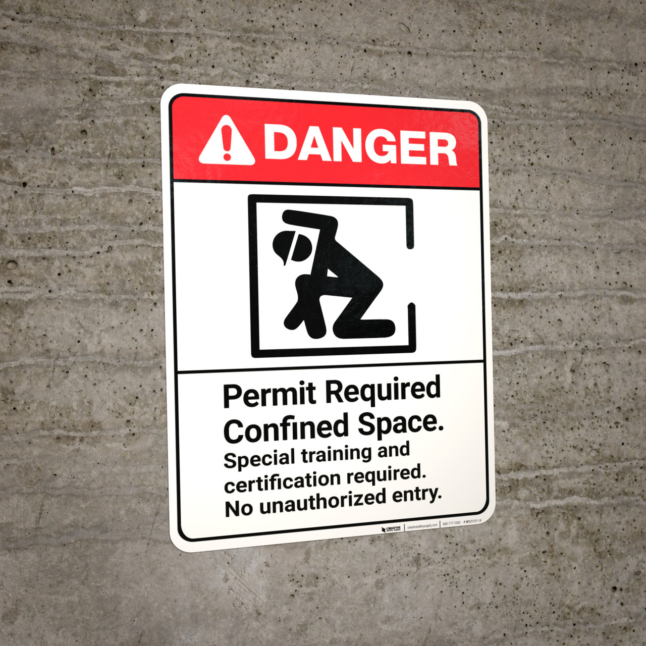 Danger: Permit Required Confined Space Training Required ANSI - Wall Sign