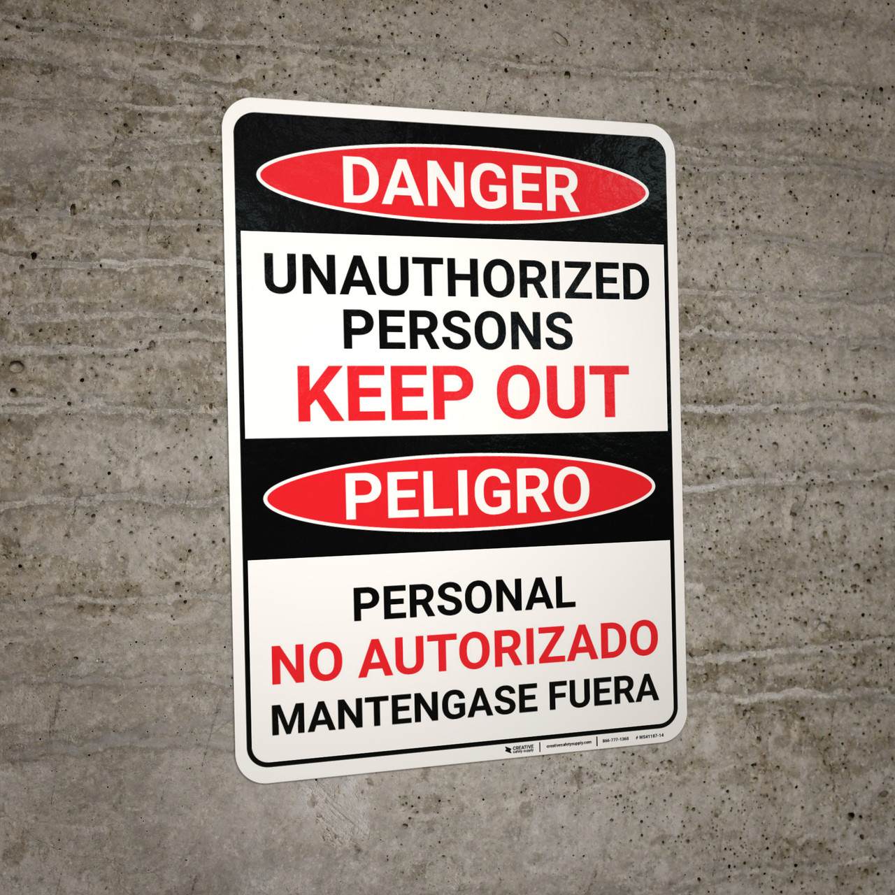 Danger: Unauthorized Persons Keep Out Bilingual Spanish - Wall Sign ...