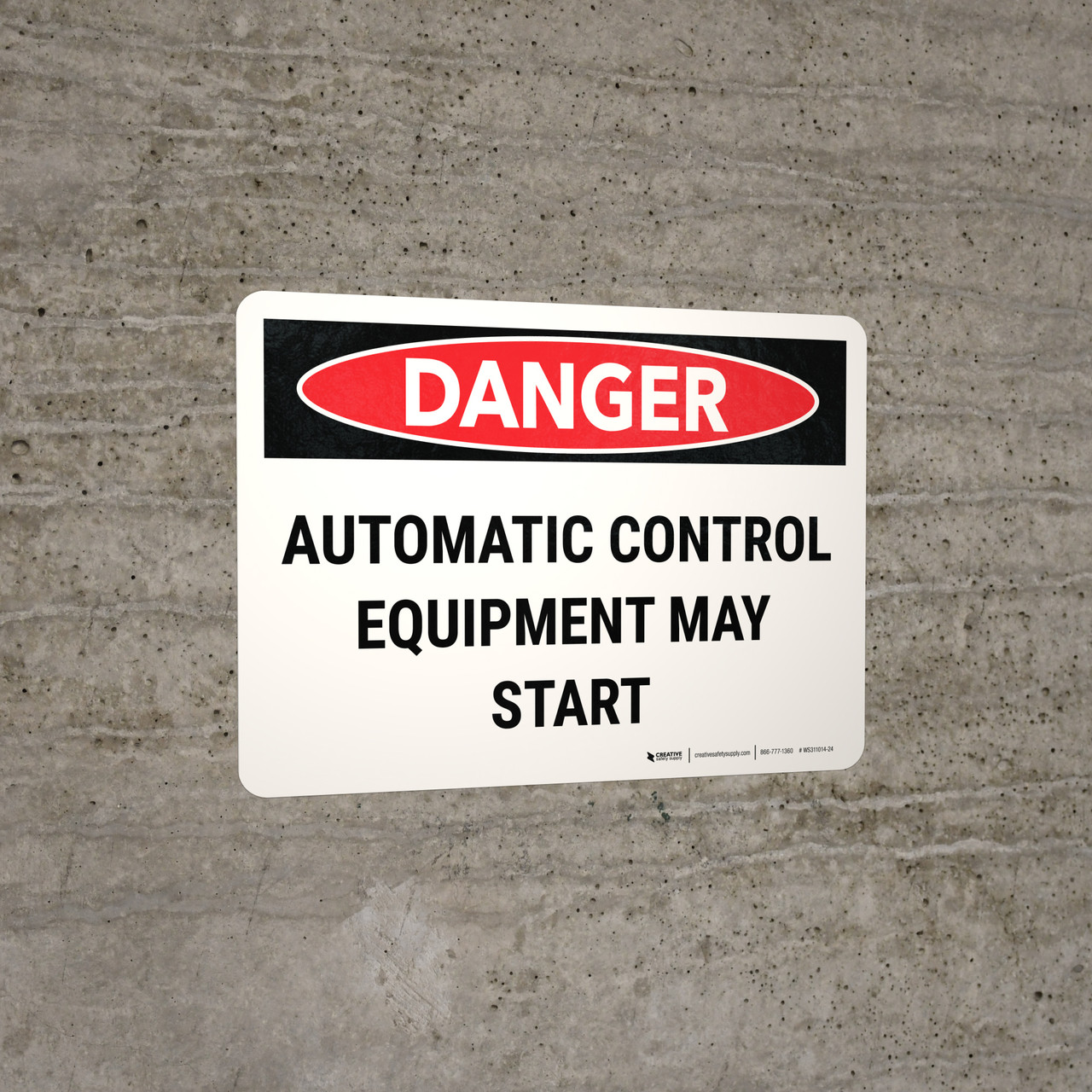 Danger: automatic control equipment may start Landscape - Wall Sign