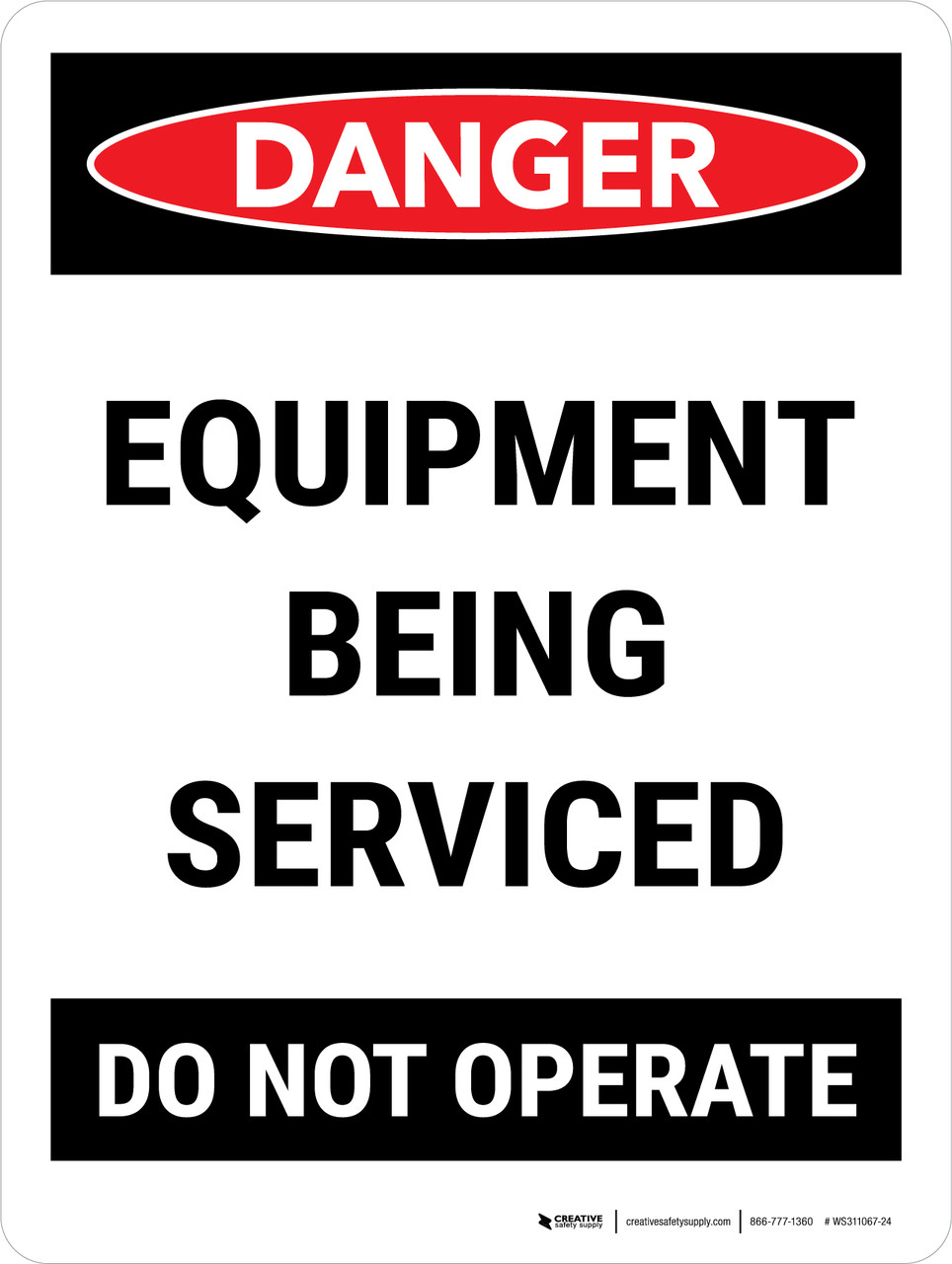 Danger: Equipment Being Serviced Do Not Operate Portrait - Wall Sign