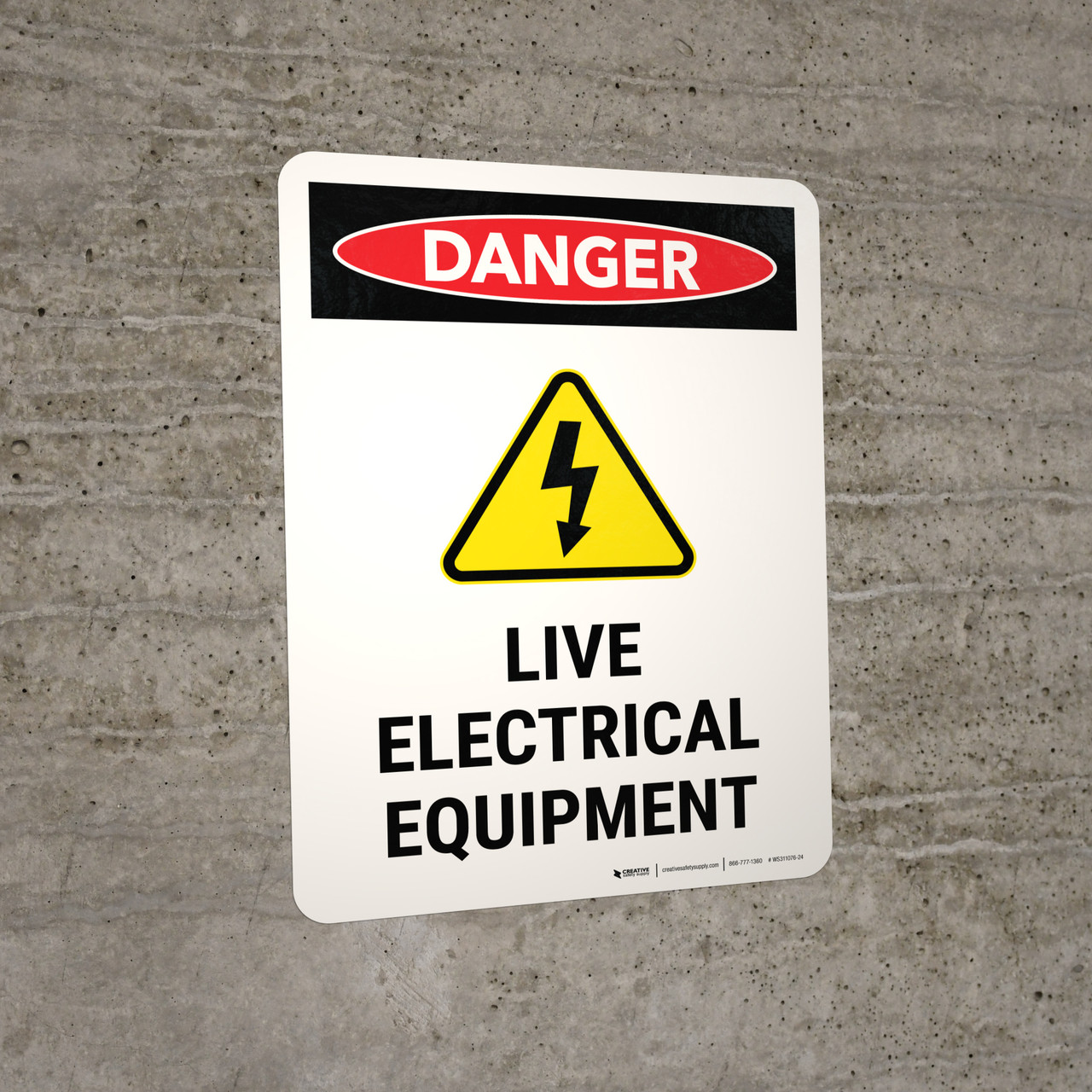 Danger: Live Electrical Equipment Portrait - Wall Sign Danger: Live Electrical Equipment Portrait - Wall Sign