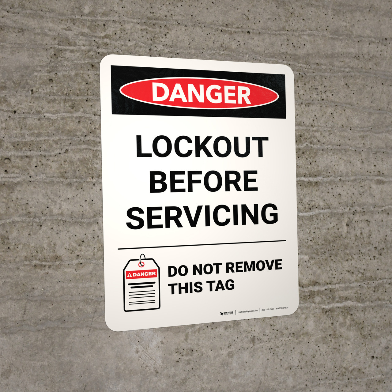 Danger: Lockout Before Servicing Do Not Remove This Tag Portrait - Wall ...