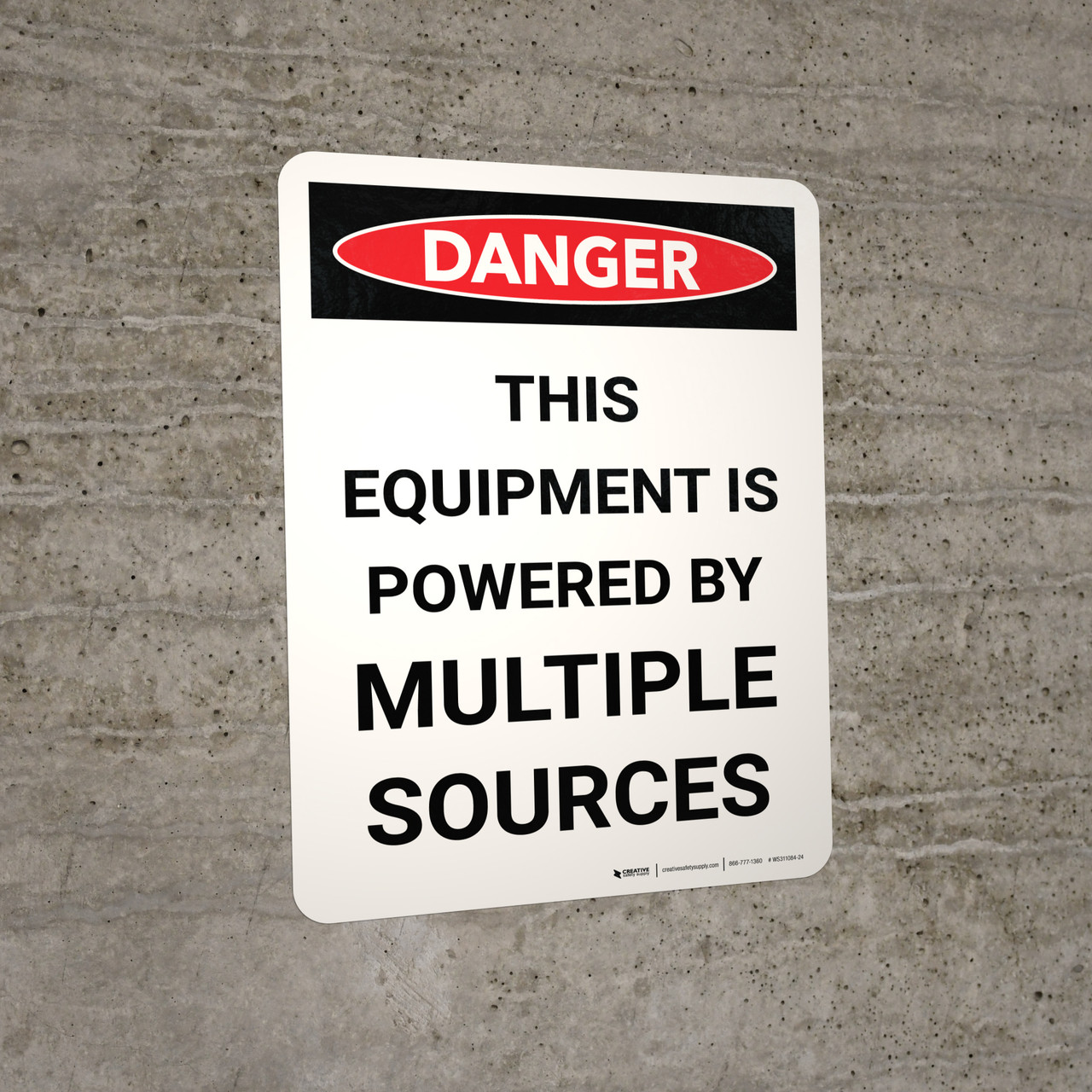 Danger: This Equipment Is Powered By Multiple Sources Portrait - Wall ...
