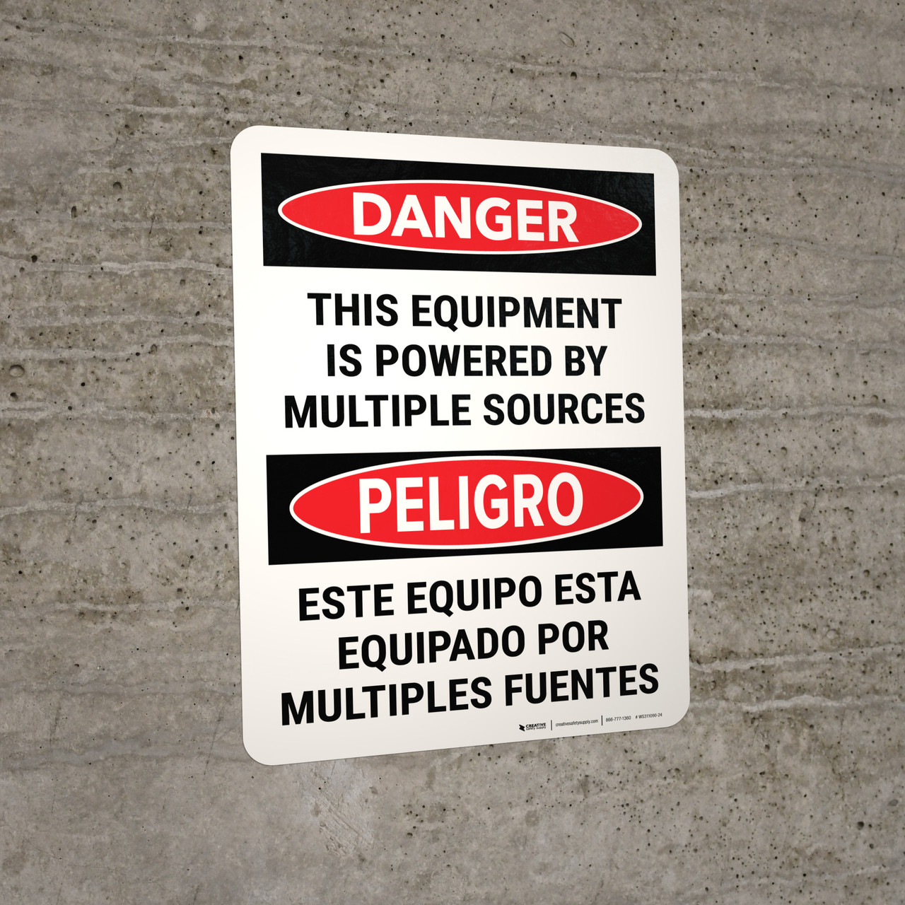 Danger: This Equipment Is Powered By Multiple Sources Bilingual ...
