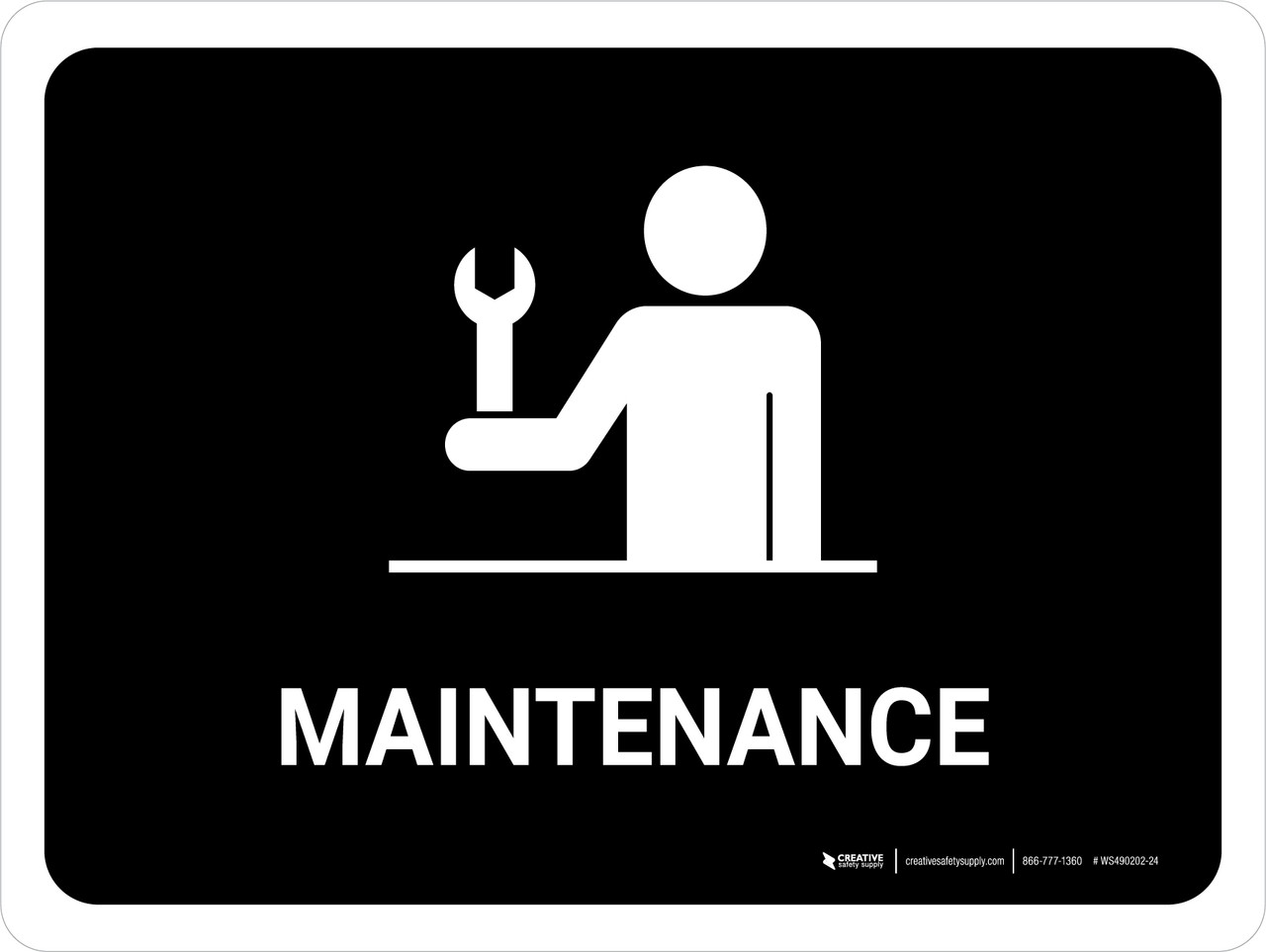Maintenance Black Landscape - Wall Sign