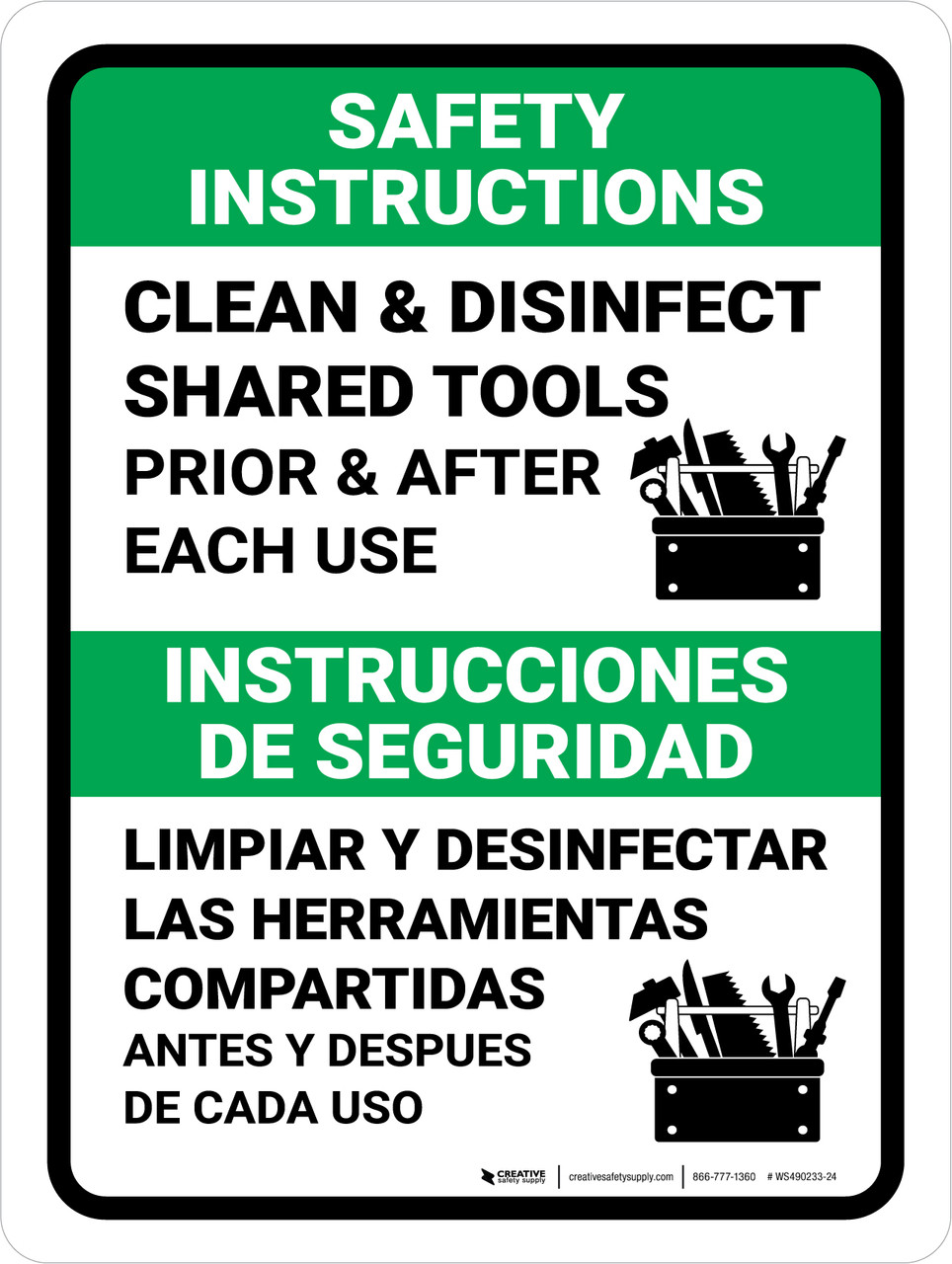 Safety Instructions V2 Bilingual Spanish Portrait - Wall Sign ...