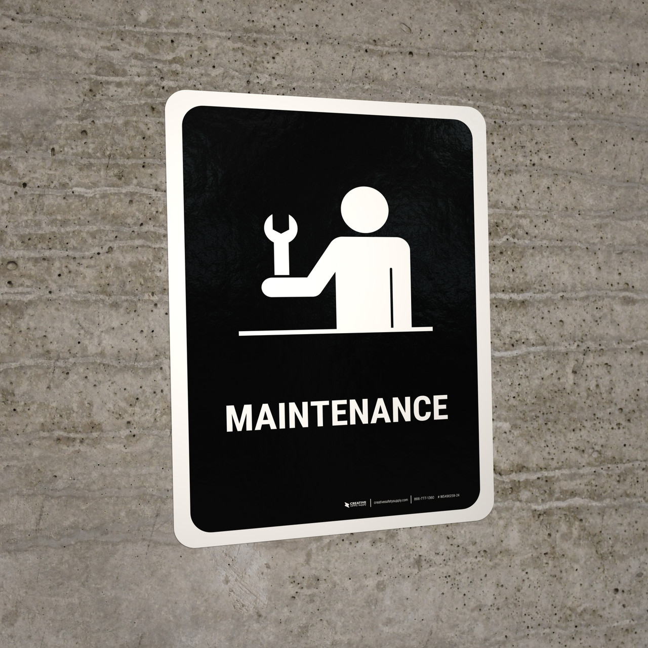 Maintenance Black Portrait - Wall Sign