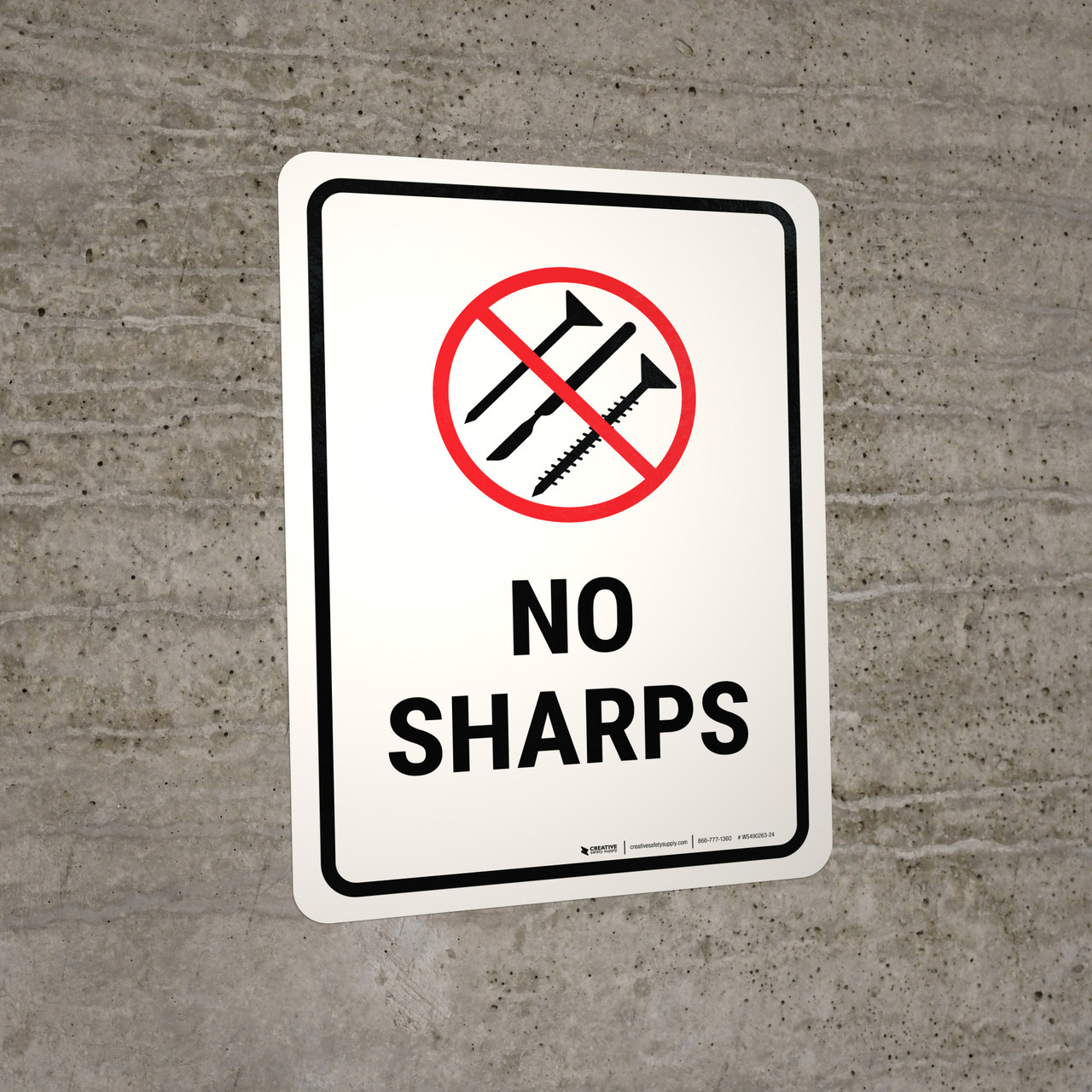 No sharps Portrait - Wall Sign