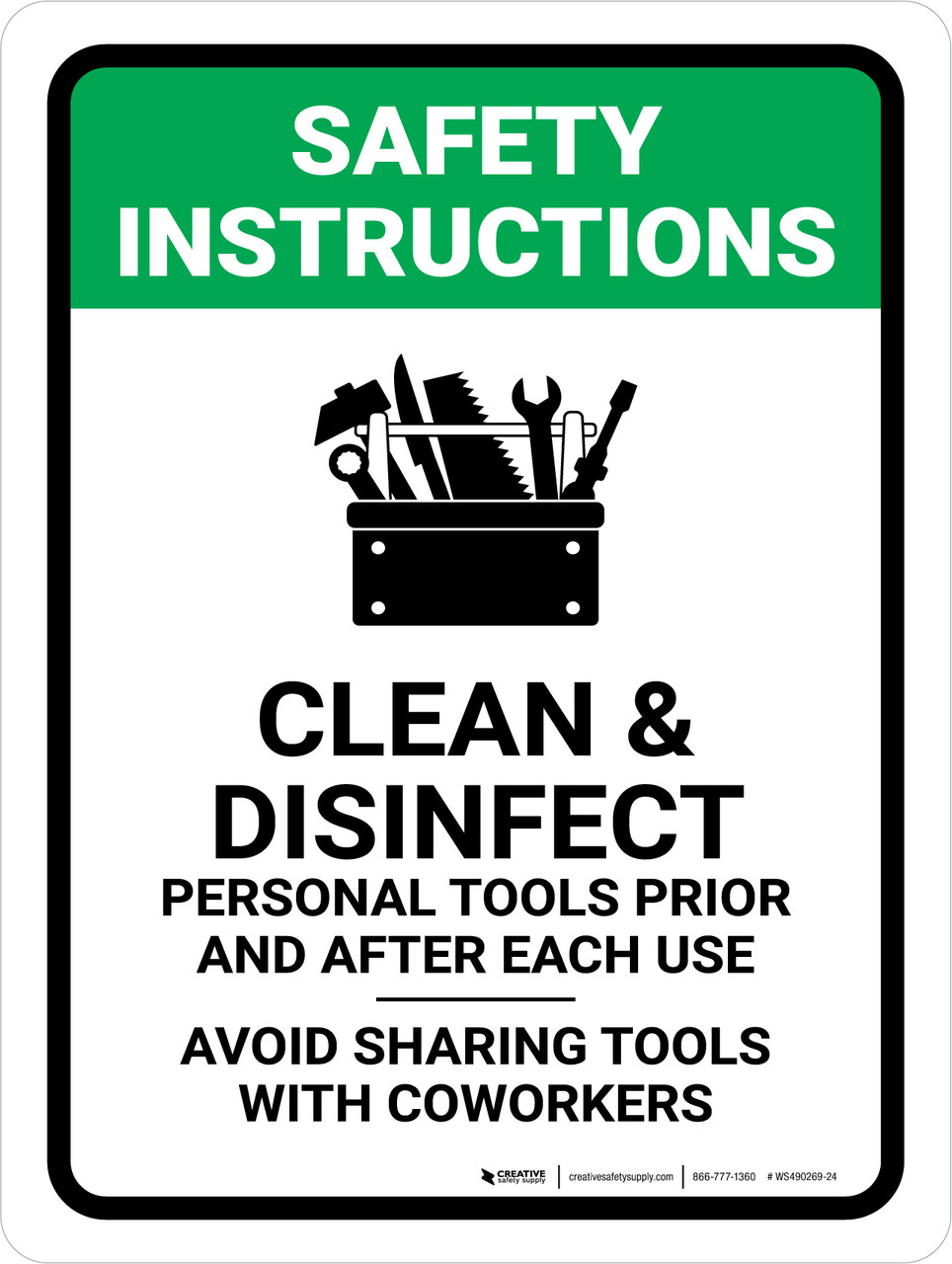 Safety Instructions: Clean & Disinfect Personal Tools Portrait - Wall ...